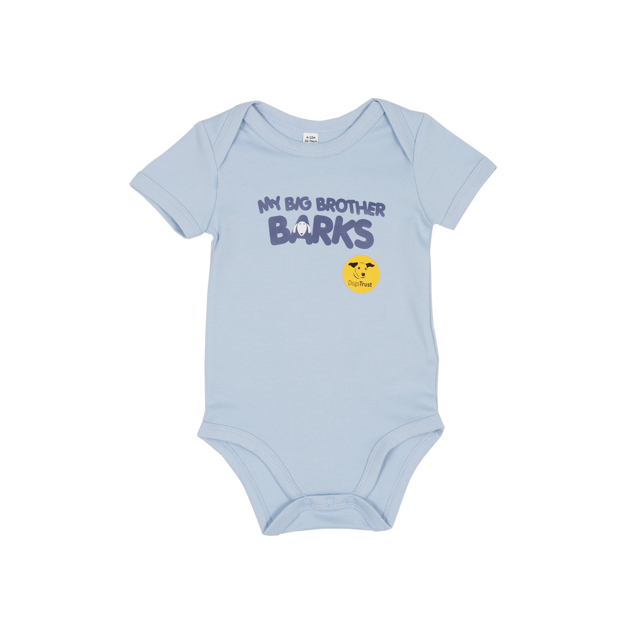 'My Big Brother Barks' Baby Gro - Cute Dog Face Design – Dogs Trust Shop
