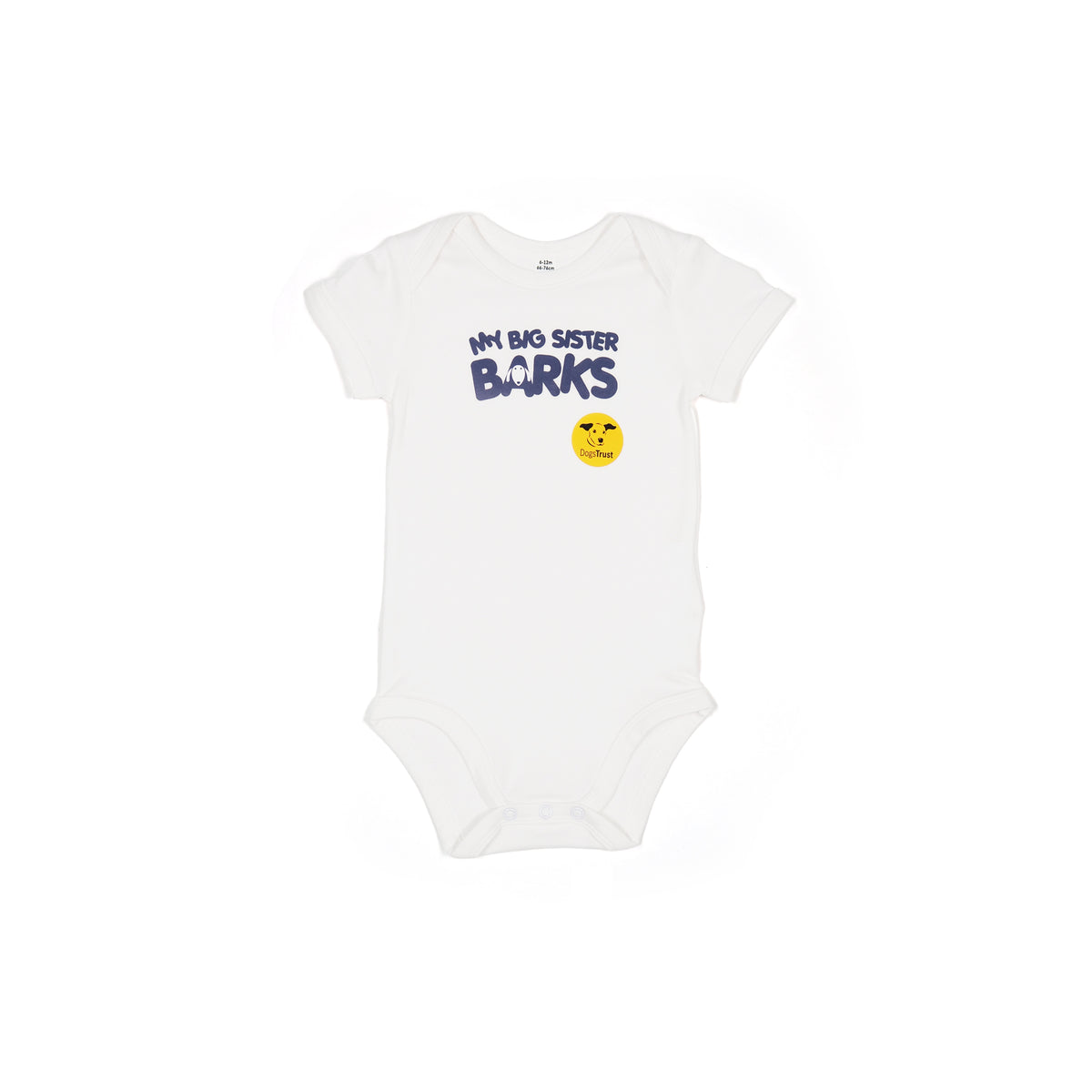 'My Big Sister Barks' Baby Gro - Cute Dog Face Design – Dogs Trust Shop