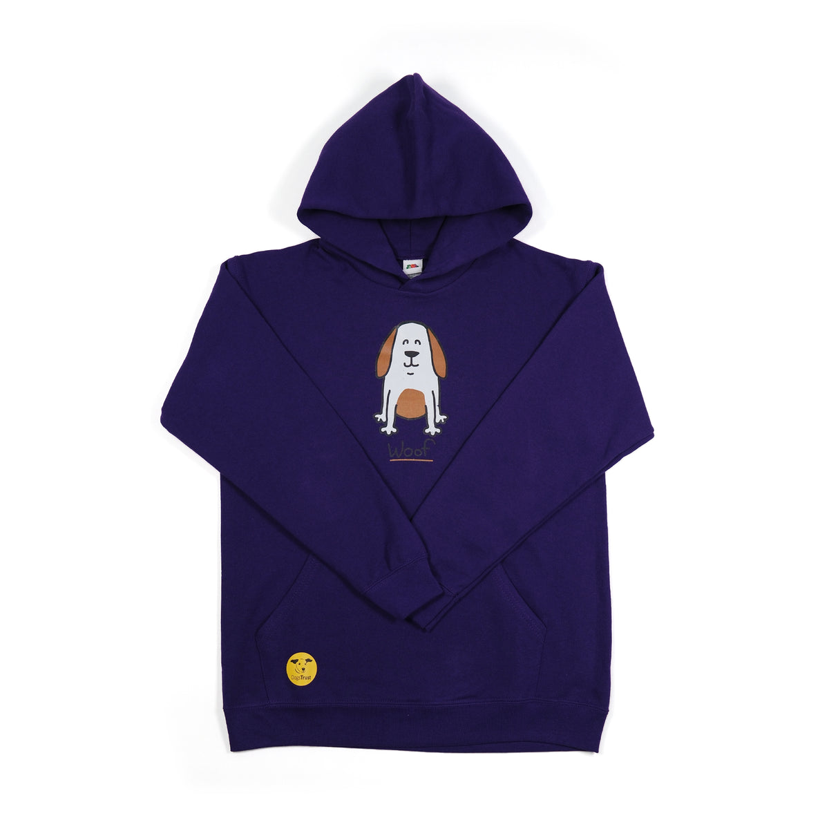 Kids 'Brown Dog' Hoodie - Cute Printed Dog Design with 'Woof' Slogan ...